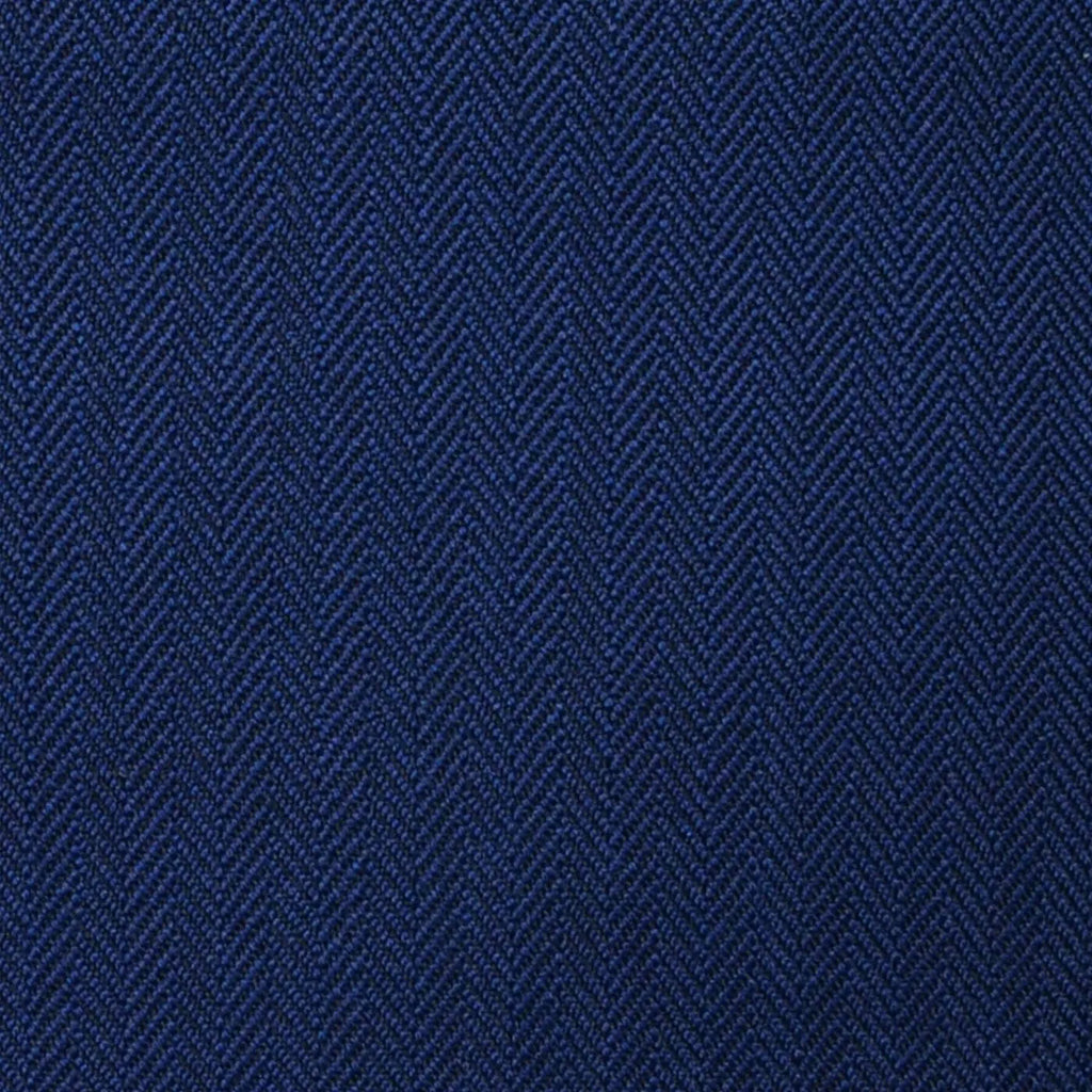 Bright Navy Blue Narrow Herringbone Super 100's All Wool Suiting By ...