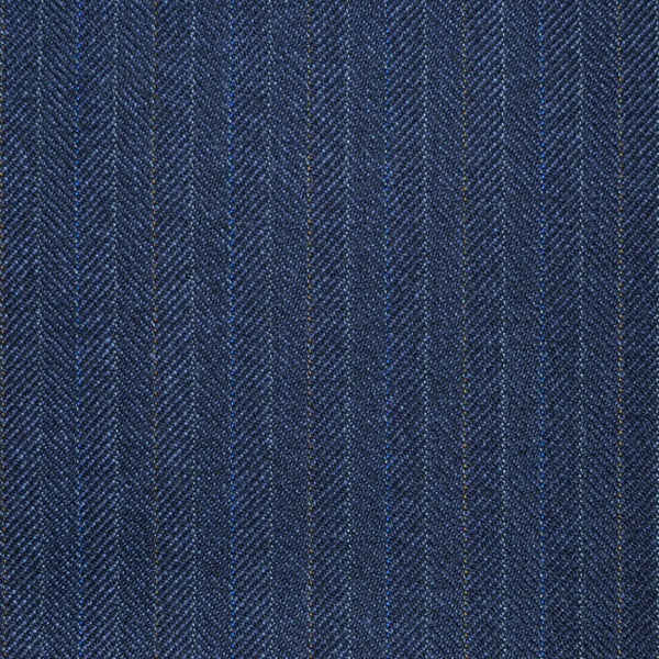 Navy Blue Subtle Herringbone Stripe All Wool Vintage Twist Suiting ...