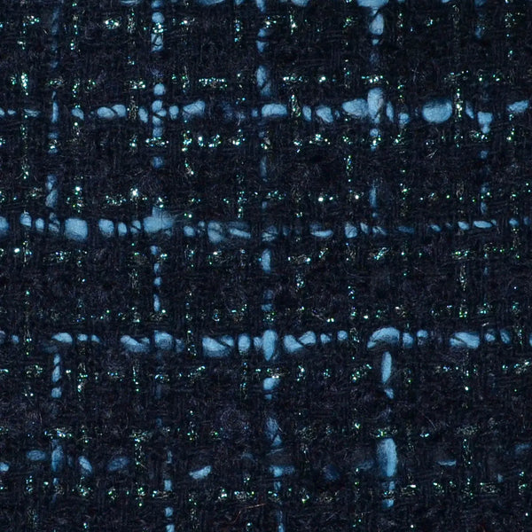 Navy Blue, Bright Blue & Light Blue Metallic Check Wool, Silk & Alpaca ...
